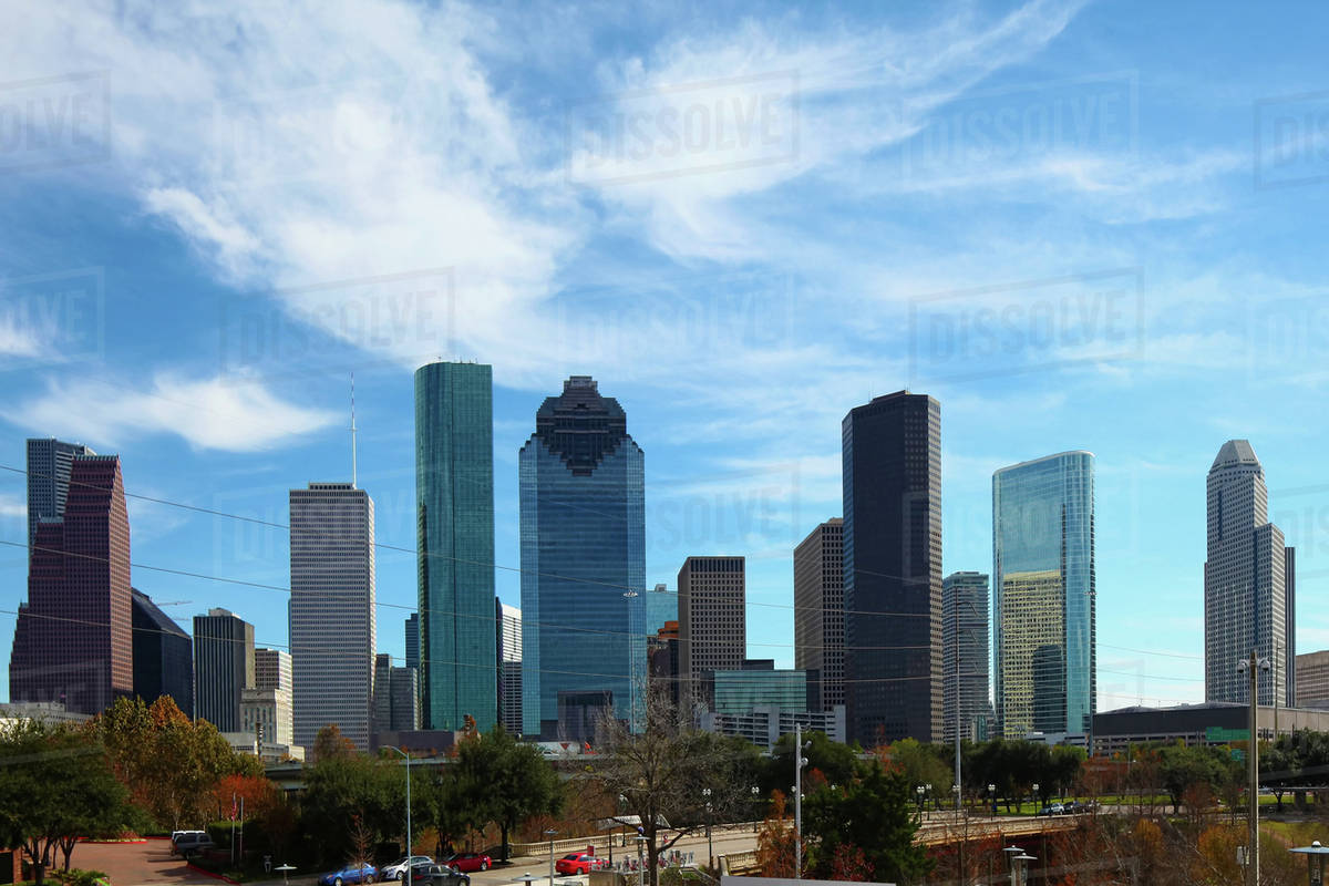 Houston skyline on a sunny day - Royalty-free Stock Photo | Dissolve