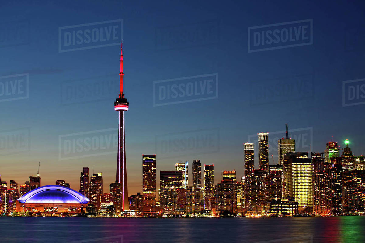 The Toronto, Canada city center at dusk - Royalty-free Stock Photo ...