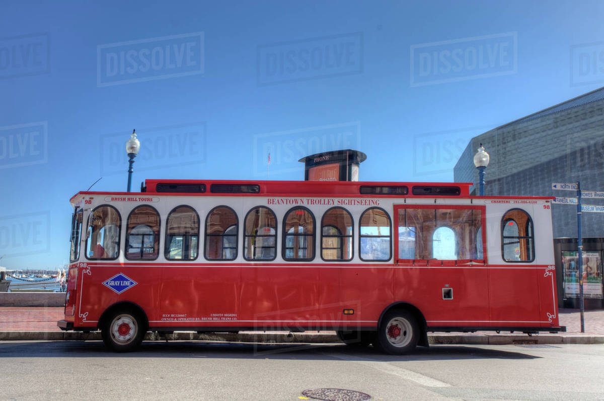 A colorful trolley bus, Boston, Massachusetts - Stock Photo - Dissolve