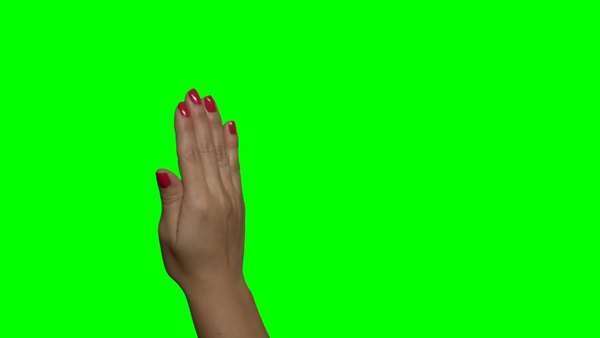 Green screen hand gestures on a touchscreen. Right female hand. Woman ...