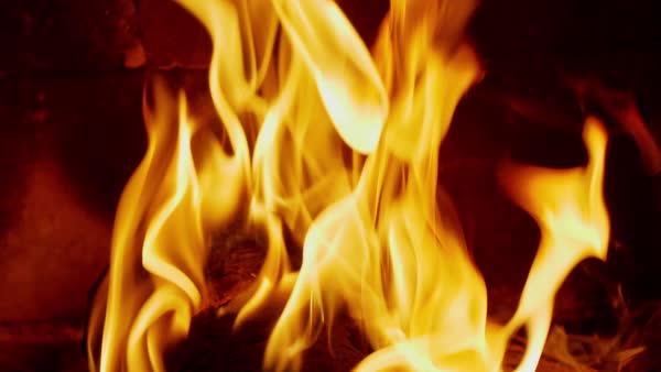 Burning Log Fire Flames in Fireplace Close-up Slow Motion - Stock Video ...