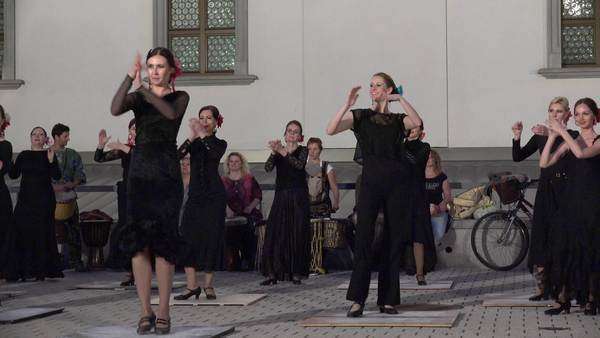 VILNIUS, LITHUANIA - JUNE 19, 2015: Young and old flamenco dancers ...