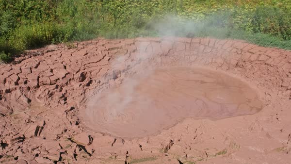 Boiling mud volcano in famous Valley of Geysers - 4K Royalty-free Stock ...