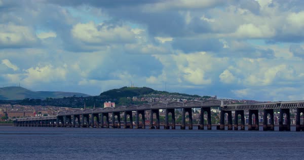 Tay Rail Bridge & Houses, Dundee, Scotland, Uk - 4K Rights-managed ...