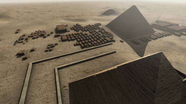 An animation of the Giza platform Egypt in 3D. The great pyramid ...