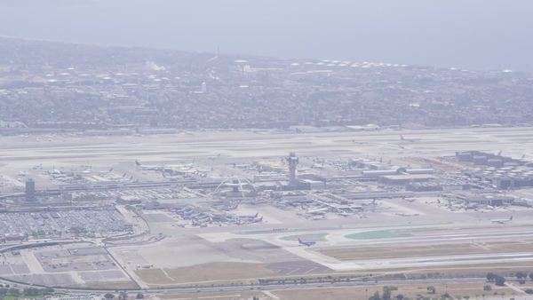 Zoom in to aerial view of LAX Los Angeles City Airport - Stock Video ...