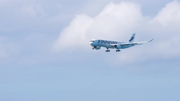 PHUKET, THAILAND - Footage civil aircraft Airbus A350 Finnair landing ...