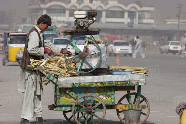 Fresh Sugar Cane Juice Vendor In Kabul, Afghanistan - Stock Photo ...