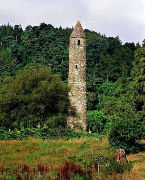 Irish Round Tower, Glendalough, Co. Wicklow, Ireland - Stock Photo ...