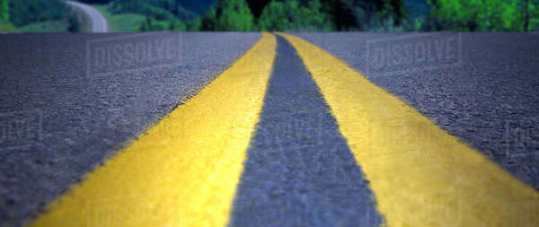Double Solid Yellow Line On Road - Royalty-free Stock Photo | Dissolve