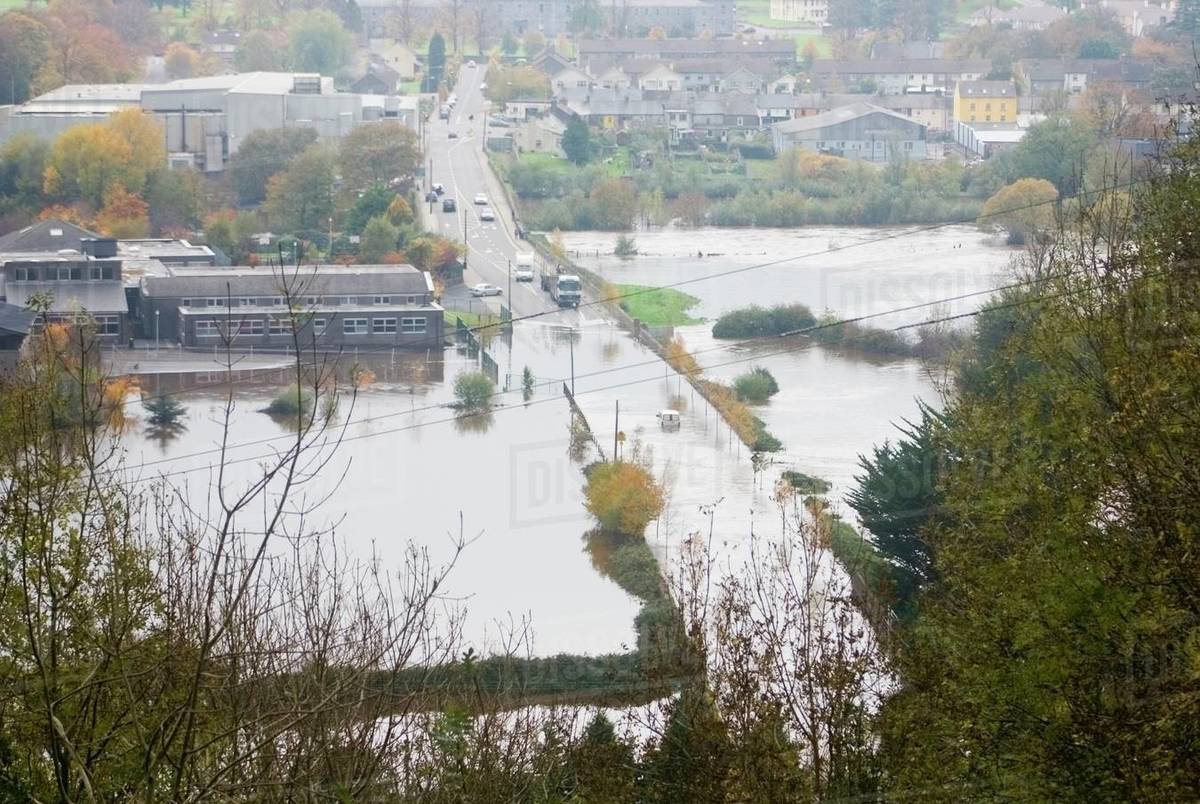 River Suir, Clonmel, Co Tipperary, Ireland; Flooded Town - Stock Photo ...