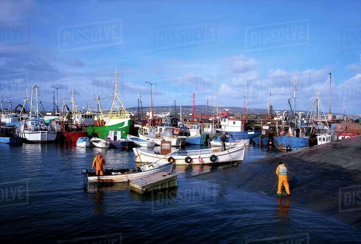 Burtonport, Co Donegal, Ireland; Boats Moored At A Fishing Village ...