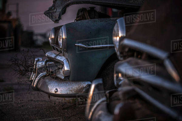 Rear end of vintage cars; Manitoba, Canada - Royalty-free Stock Photo ...