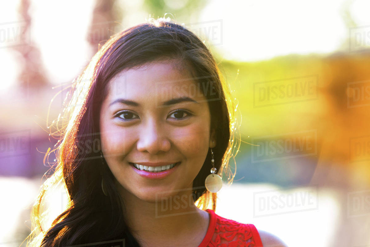 Portrait of a beautiful young Filipino woman smiling; St. Albert ...