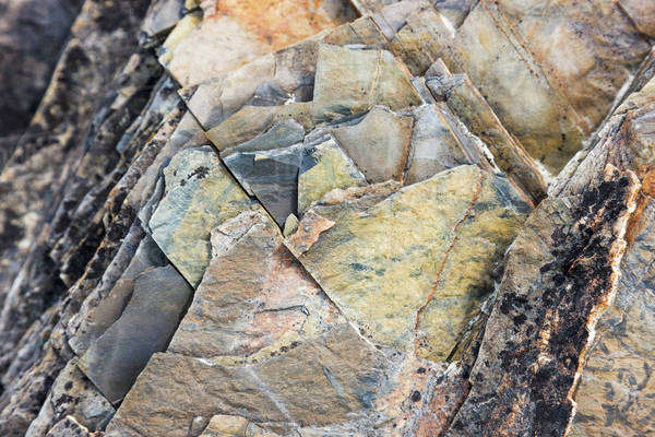 Shale rock along Whirlpool Canyon, Liard River, the Alaska Highway ...