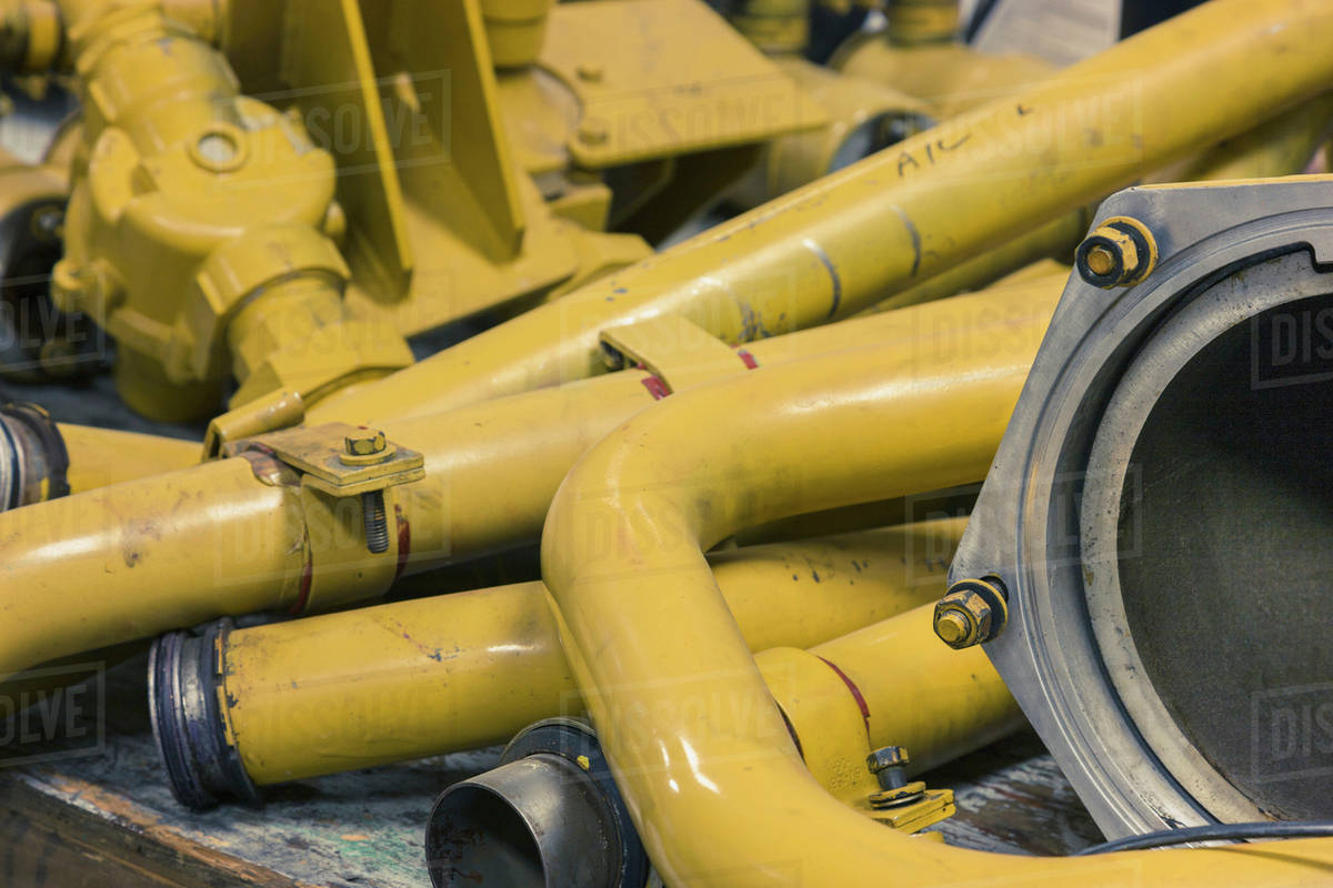 Diesel generator motor parts at an electrical power plant, Prudhoe Bay ...