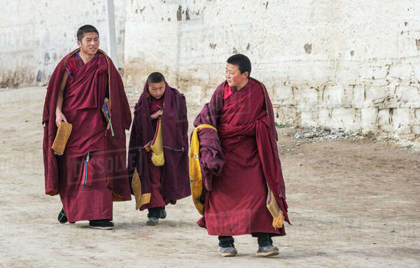 Happy Faces Of Tibetan Labrang Monastery Monks After Morning Prayer ...