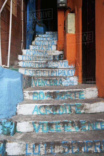 Painted Steps In The Favelas; Rocinha, Rio De Janeiro, Brazil - Stock ...