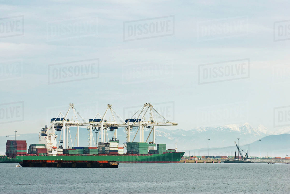 Freighters Load Up With Cargo At The Delta, Bc Port - Royalty-free ...