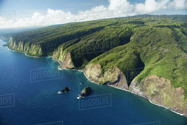 Hamakua Coast offshore of North Kohala; Island of Hawaii, Hawaii ...