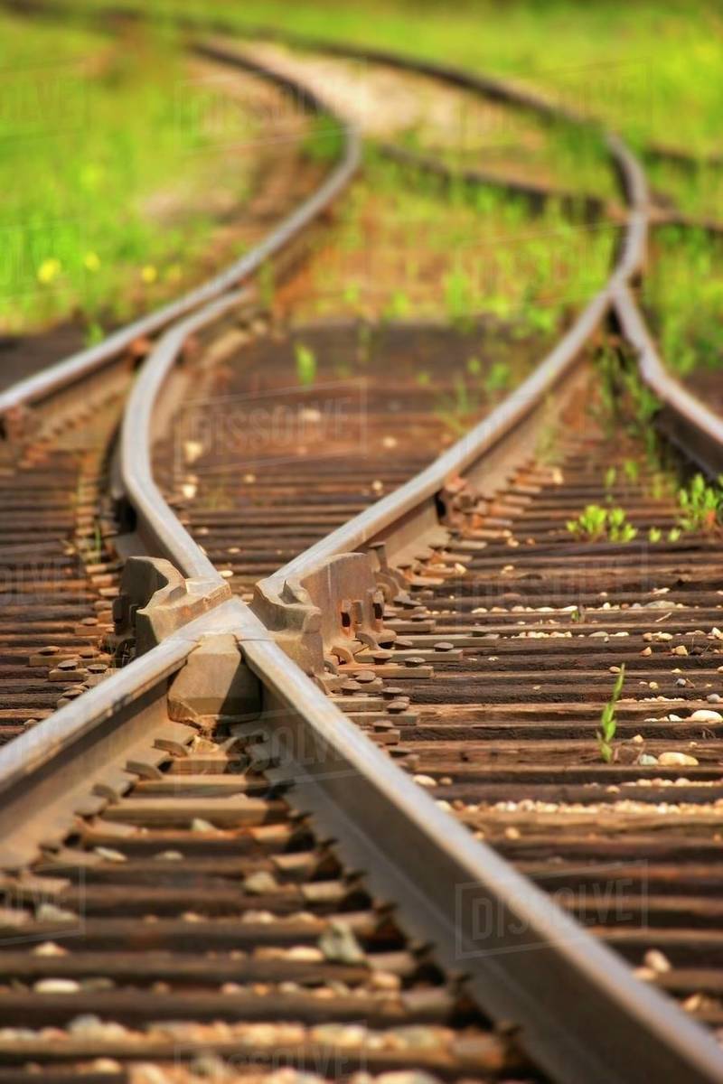 Railroad Tracks That Merge Off Into Different Paths - Royalty-free ...