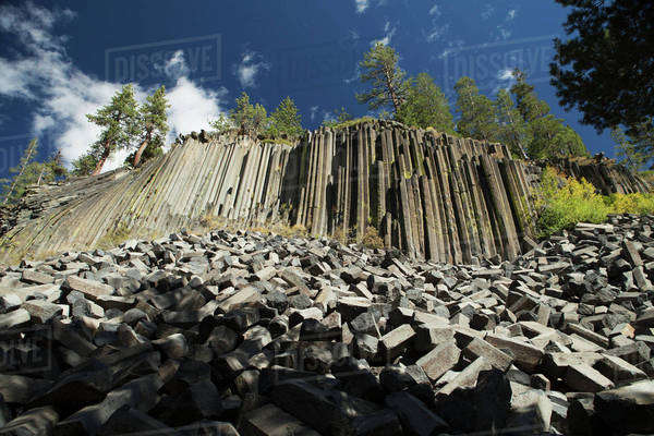 Remains of a lava flow forming rock columns, Devil's Post Pile National ...