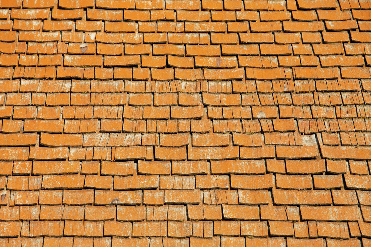 Old barn roof made of shakes; St. Albert, Alberta, Canada - Royalty ...