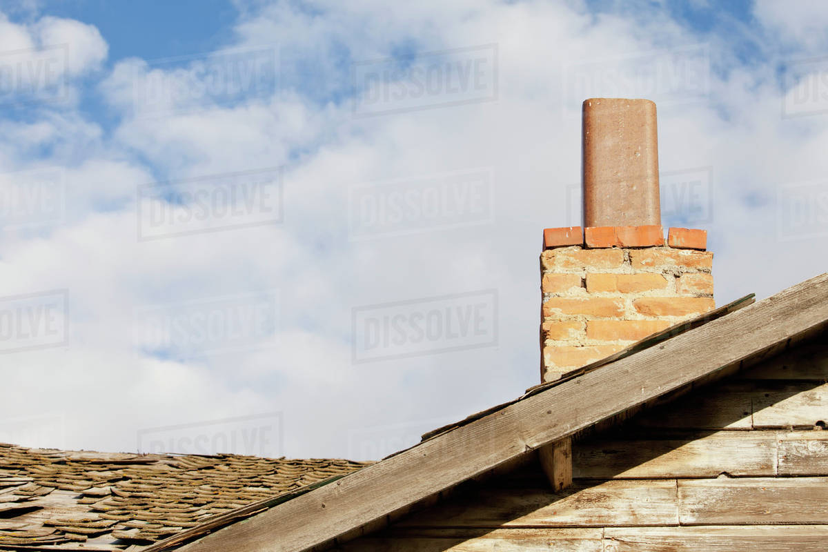 Chimney of an abandoned farm house in a rural setting; St. Albert ...