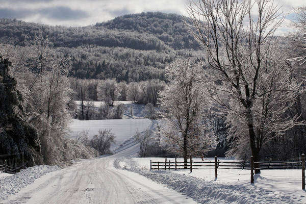 Road in winter after an ice storm; Foster, Quebec, Canada - Royalty ...