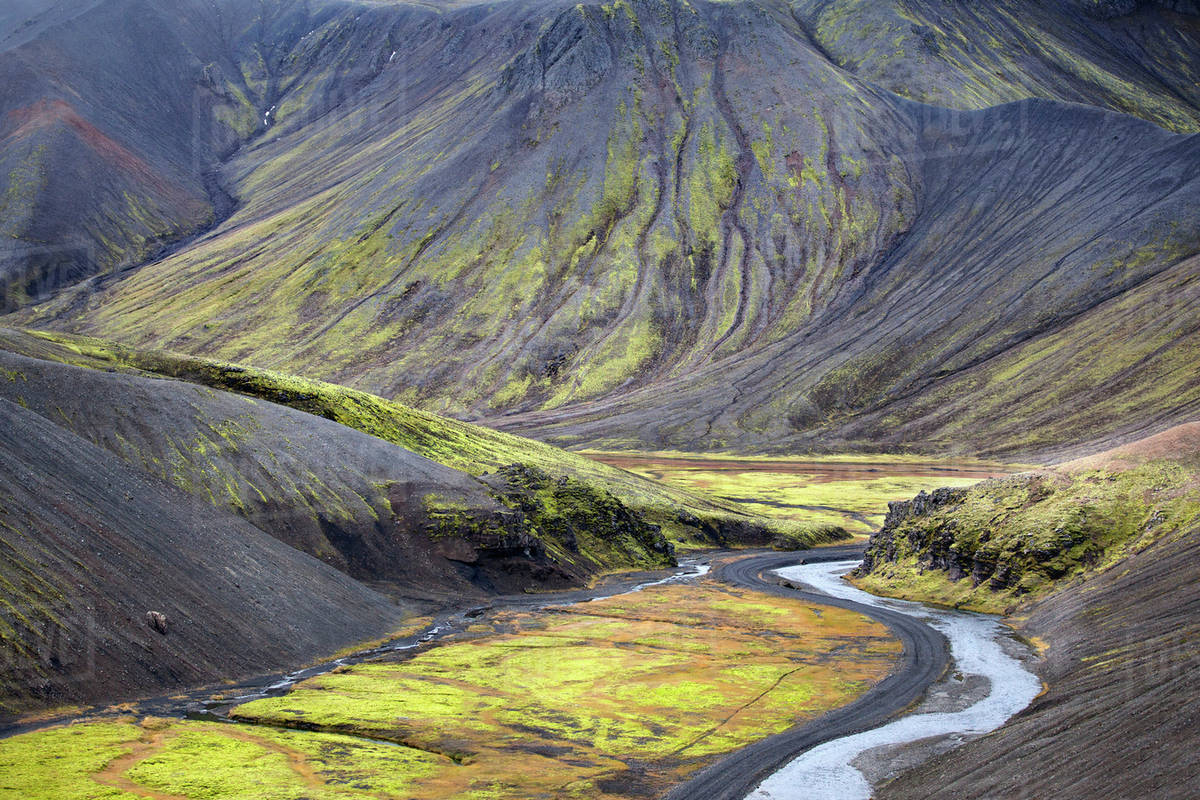 Dramatic topography of Iceland's volcanic aftermath; Iceland - Royalty ...