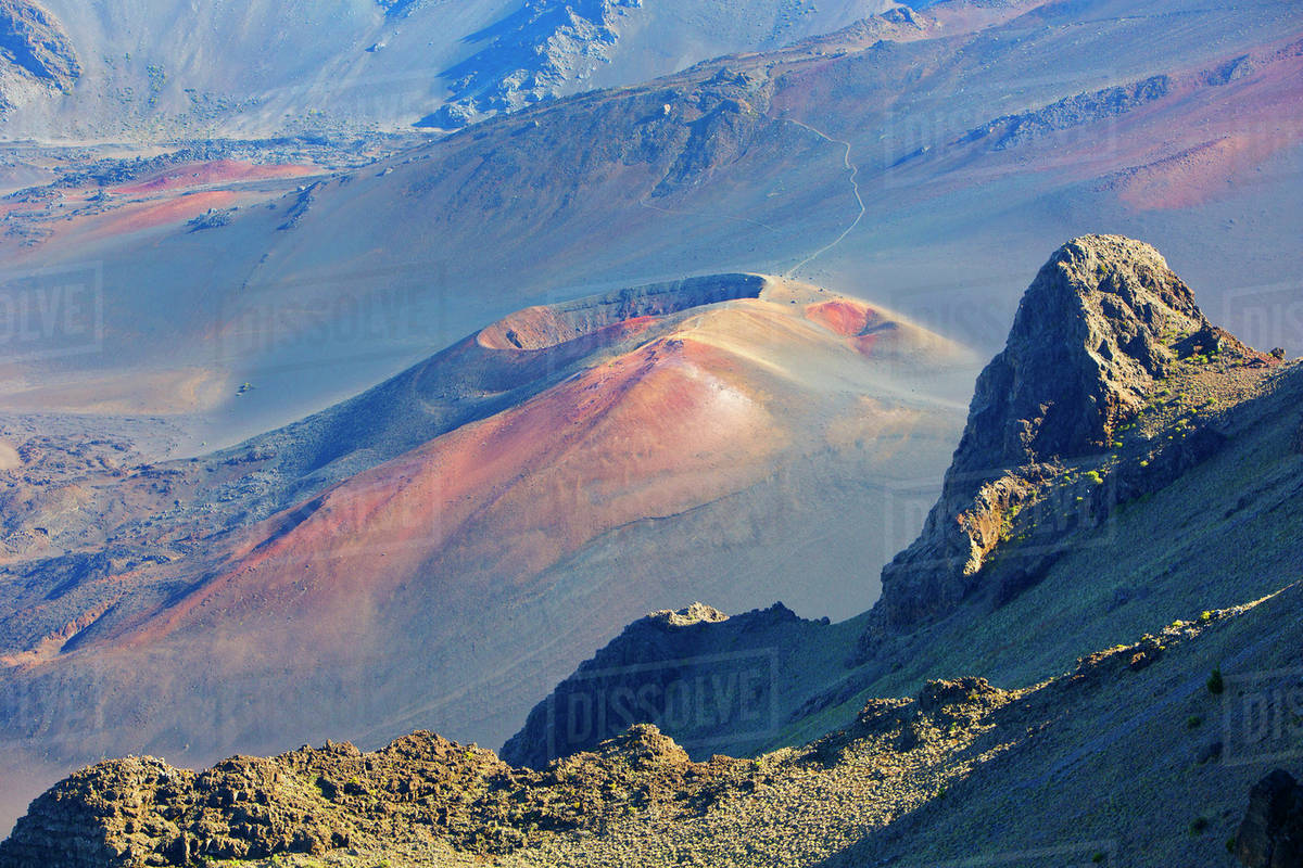 Cinder cone in Haleakala Crater viewed from Kalahaku Overlook in ...