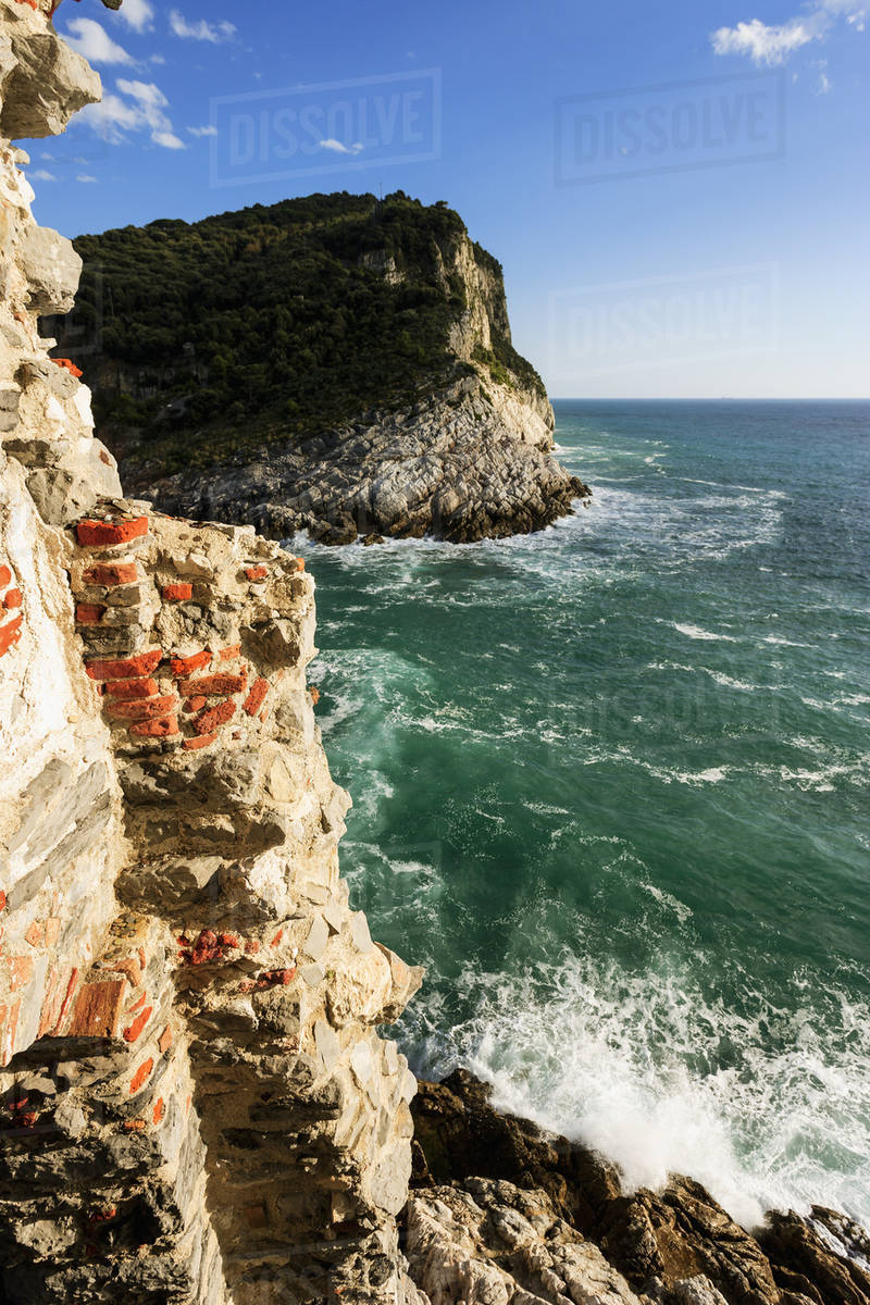 Cliffs along the coastline of the Italian Riviera; Porto Venere ...