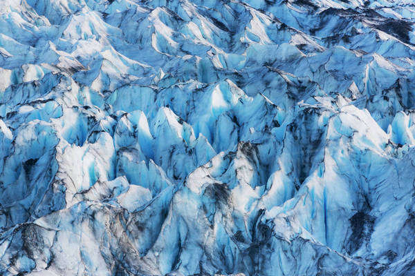Close up of Shoup glacier showing ice with traces of glacial silt and ...