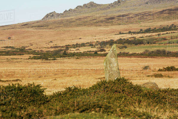 Blue stone pillar in a field near village of Mynachlog-ddu ...
