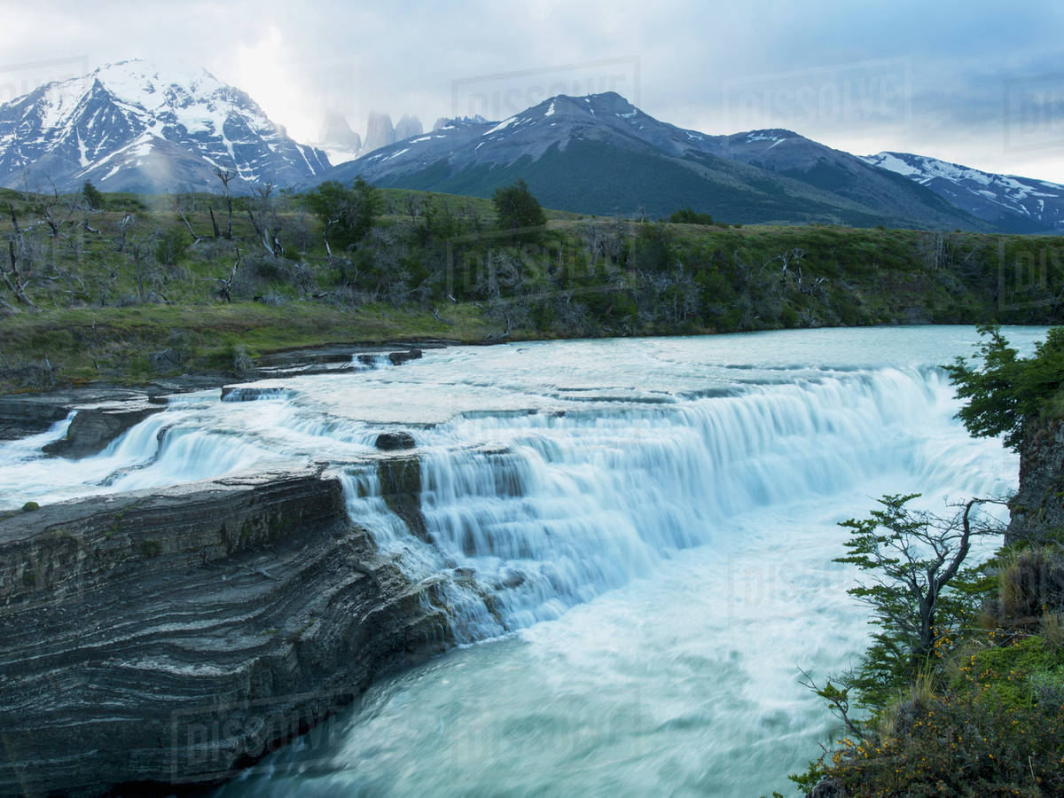 Rio Paine waterfalls, Torres del Paine National Park; Torres del Paine ...