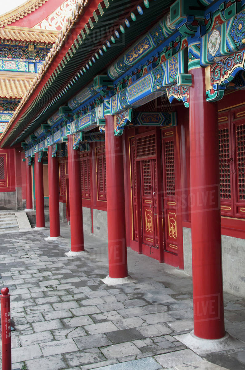 Colourful and ornate building with chinese architecture;Forbidden city ...