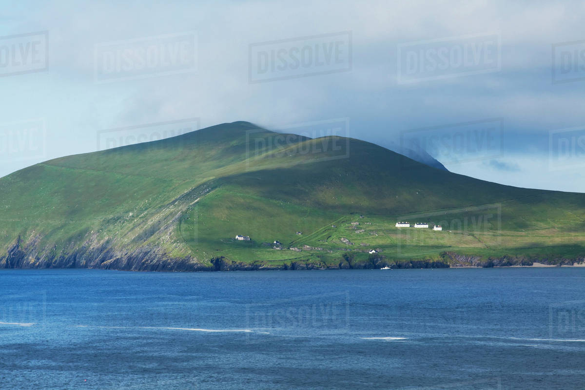 Houses on a hillside on the blasket islands on blasket sound;County ...