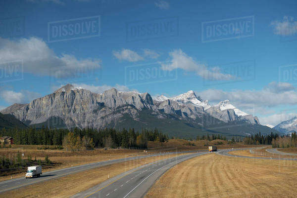 Highway through banff national park;Alberta canada - Royalty-free Stock ...