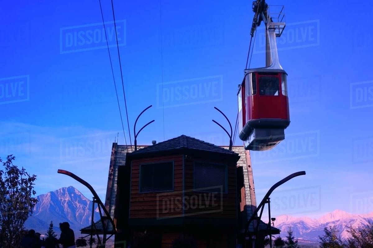 Mountain Tramway Lift, Jasper National Park, Alberta, Canada - Stock ...