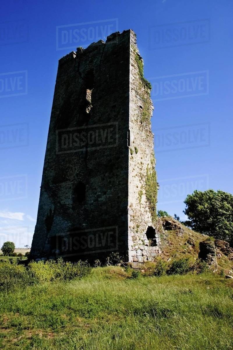 Ruined Castle, Clonea, Near Croaghaun Mountain, Co Waterford, Ireland ...