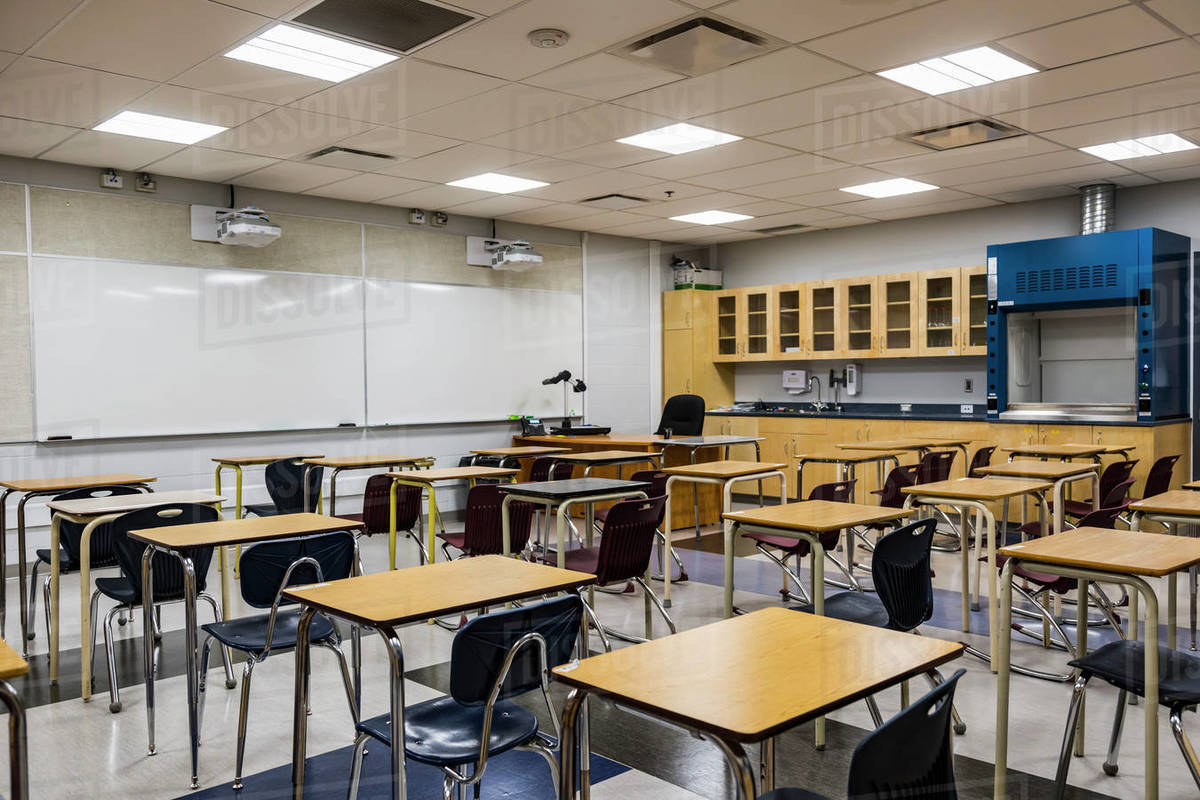 Science lab classroom in a recently renovated and upgraded rural high ...