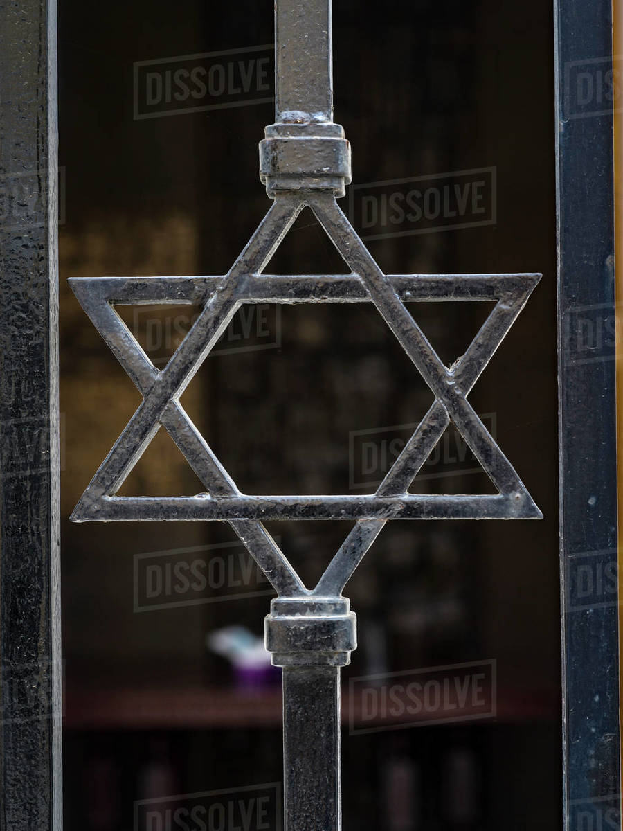 Close-up of a metal Star of David at Beit Shalom Synagogue in Athens ...
