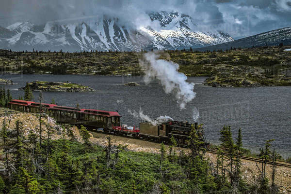White Pass and Yukon Route narrow-gauge railroad; Klondike, Alaska ...