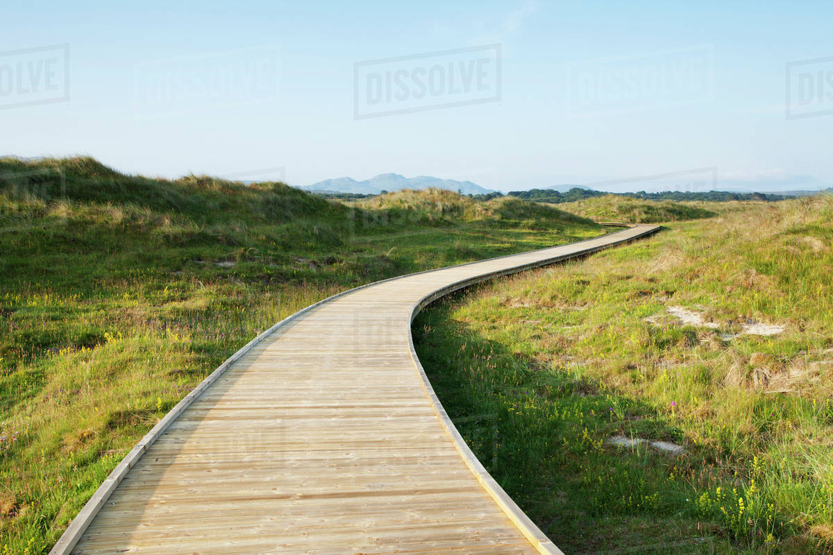 Wooden Boardwalk Crossing Dunes; County Donegal, Ireland - Stock Photo ...