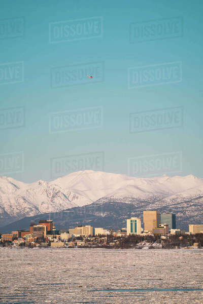 The city of Anchorage, Alaska and its office buildings and high rises ...