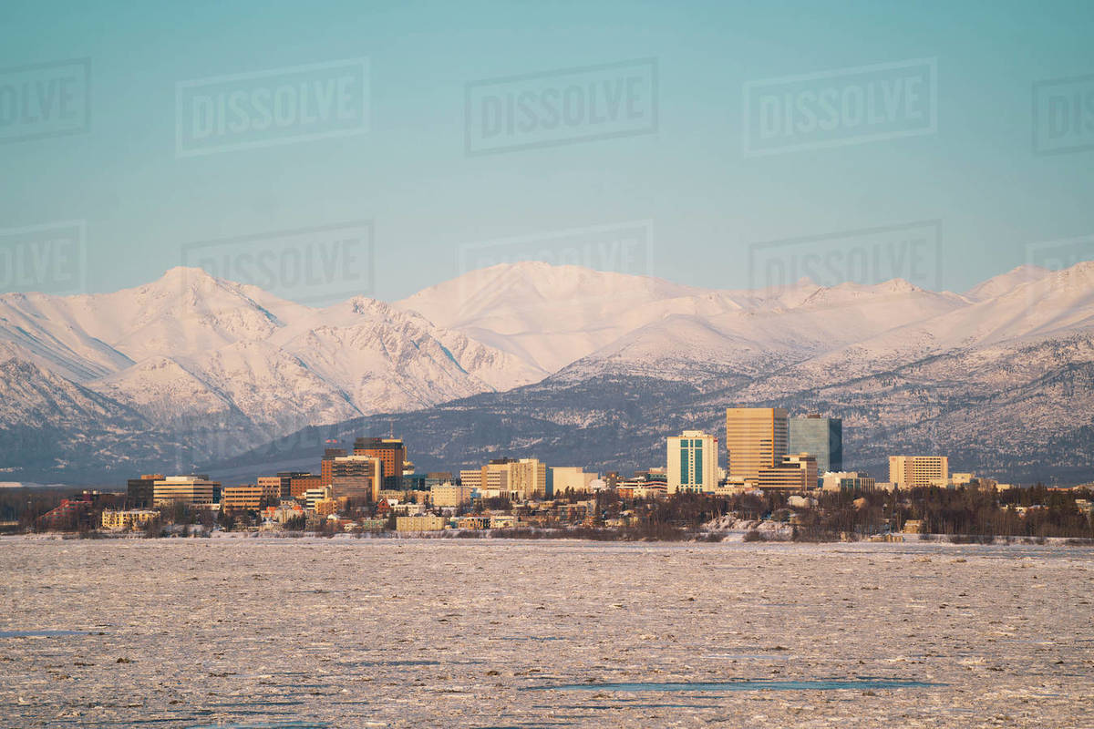 The city of Anchorage, Alaska and its office buildings and high rises ...