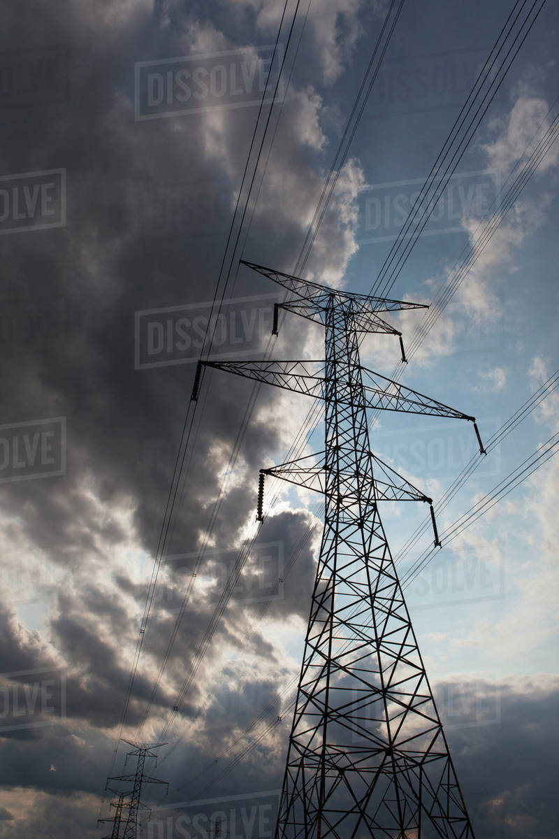 Hydro towers and transmission line; Milton, Ontario, Canada - Stock ...