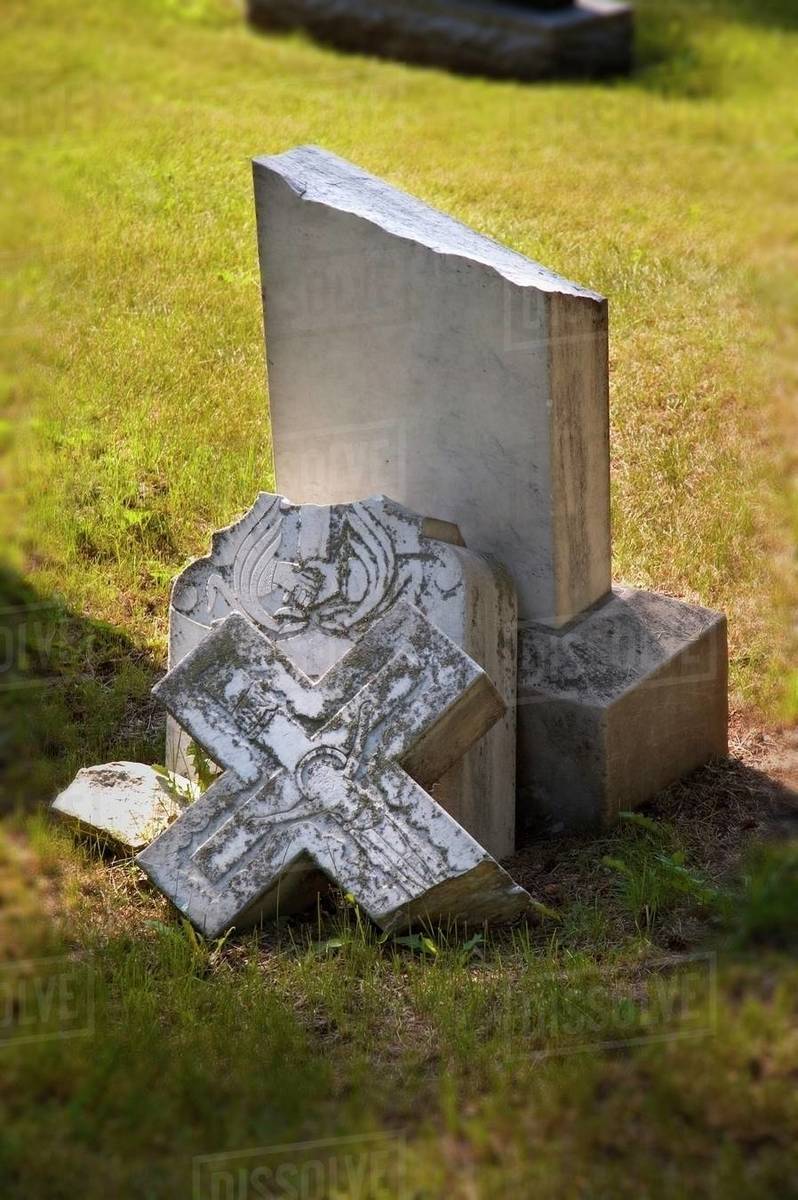 Broken Headstone In Cemetery - Royalty-free Stock Photo | Dissolve