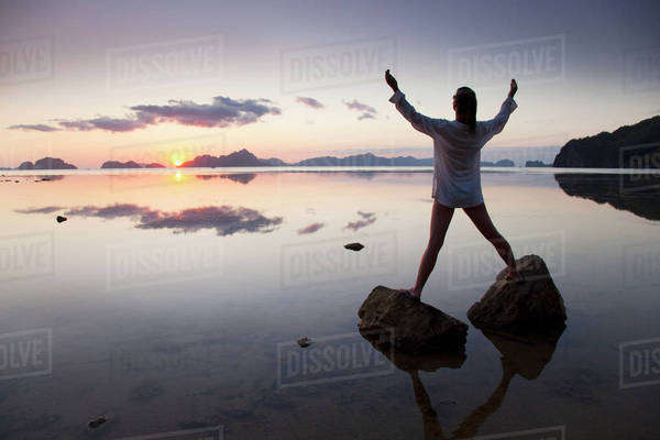 A Woman Gives Praise At The Beach; Corong Corong, Bacuit Archipelago ...