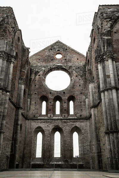 Roofless, skeletal remains of a 13th century, Gothic Church and Abbey ...